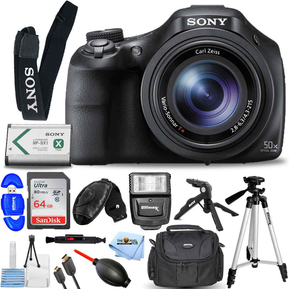 Sony Cyber-shot DSC-HX400V Digital Camera DSCHX400/B + 64GB + Flash ...